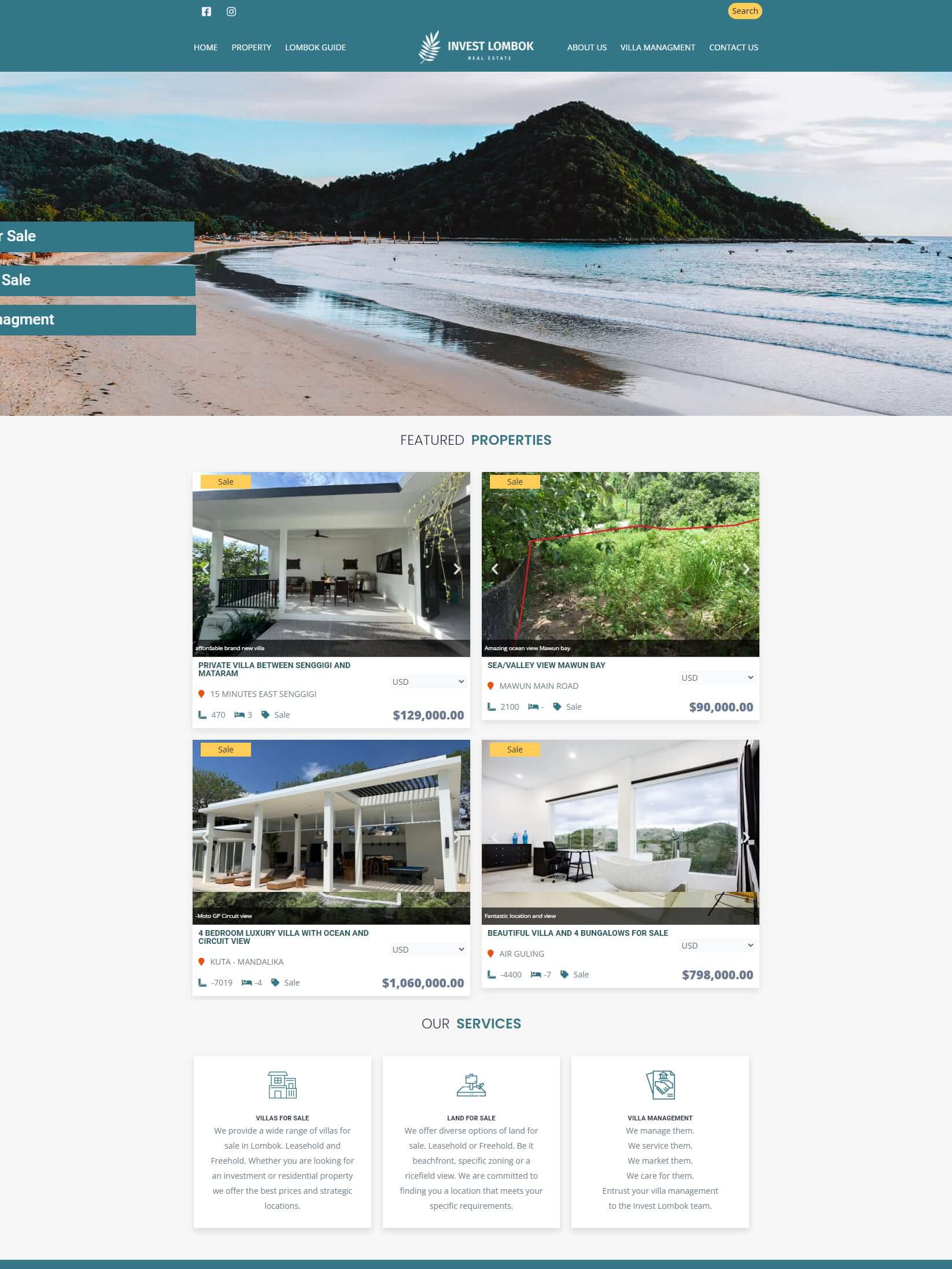 Invest Lombok Contoh Website Real Estate – Mataram Web