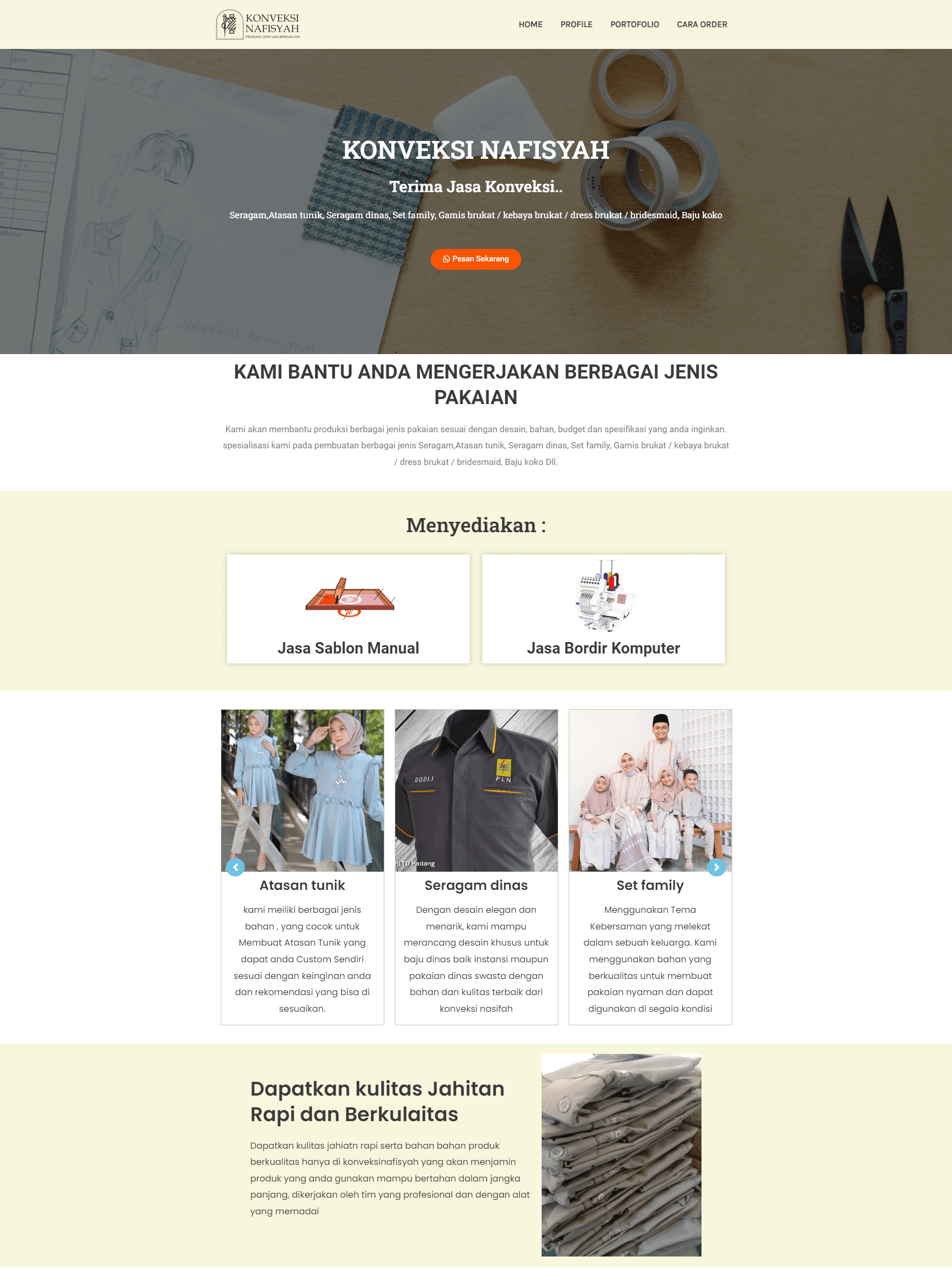Contoh Website Konveksi | Konveksi Nafisyah